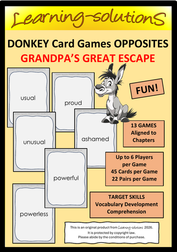 GRANDPA'S GREAT ESCAPE -13 DONKEY Card Games | Teaching Resources