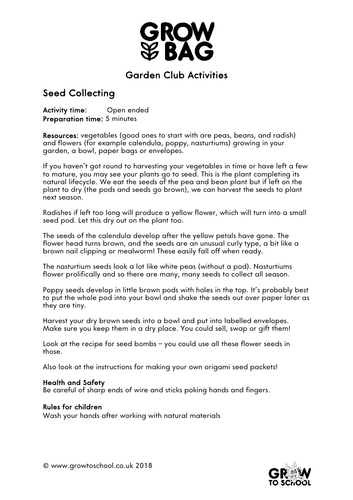 Seed collecting in the school garden/ plant lifecycle | Teaching Resources