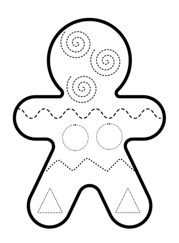 Gingerbread Man Fine Motor Worksheets – Follow the Dotted Patterns (4 ...