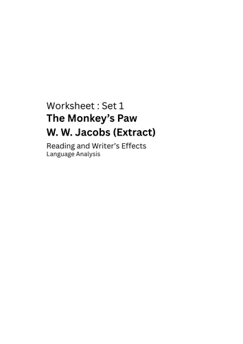 FREE Writer’s Effects Worksheet – The Monkey’s Paw | Band 3 vs Band 5 ...