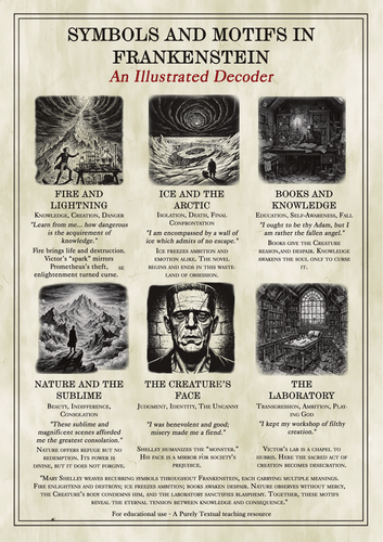 Frankenstein Symbols and Motifs Poster | Teaching Resources