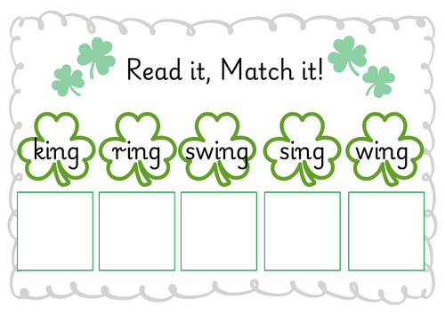 Read and Match Shamrocks - NG Sound | Teaching Resources