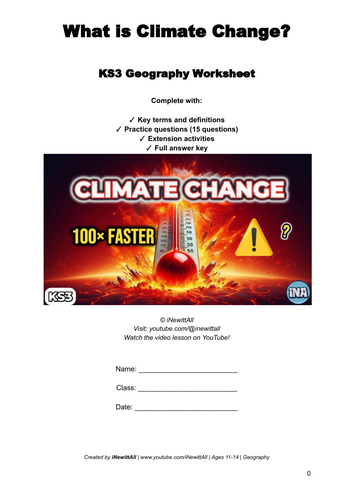 What is Climate Change? Complete KS3 Geography Worksheet with Answers ...