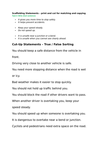 Driving Theory ESOL – Highway Code Rules 164 to 169 Worksheets, Quiz ...