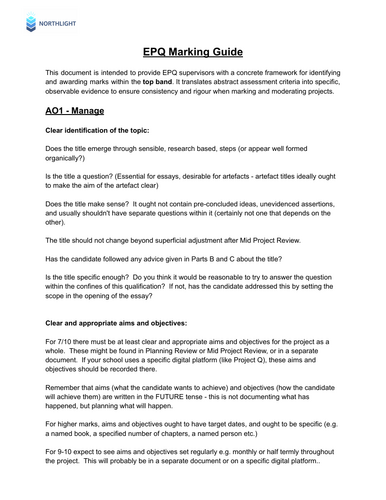 EPQ Top Band Marking Guide with Student Checklists (AQA) | Teaching ...