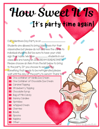 How Sweet It Is! Valentine’s Day Ice Cream Sundae Party Family Notice ...