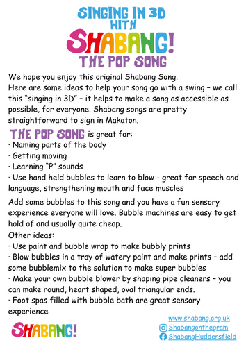 Bubbles! - The Pop Song SEN | Teaching Resources