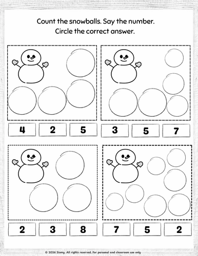 Winter Counting Worksheets 1–10 for Kindergarten | pre-k and ...