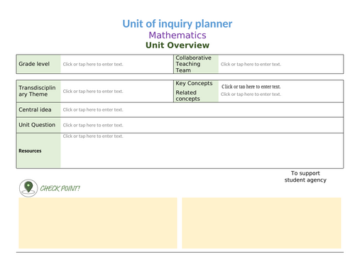 PYP Math Planner - Editable Template | Teaching Resources