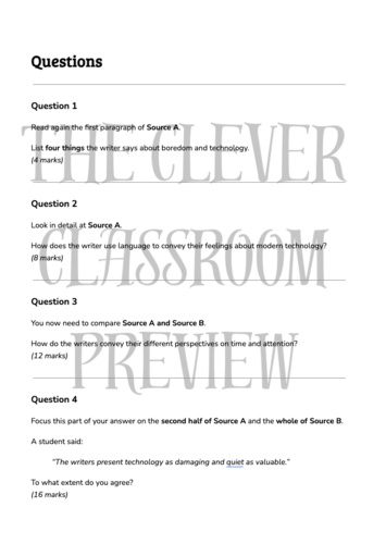 AQA GCSE English Language Paper 2 – Full Original Mock Examination ...