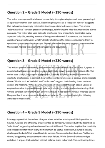 AQA GCSE English Language Paper 2 – Full Original Mock Examination ...