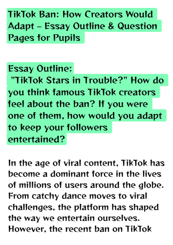 TikTok Ban: How Creators Would Adapt – Essay Outline & Question Pages ...