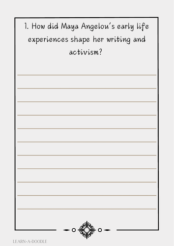 Maya Angelou: Critical Thinking Questions and In-Depth Answer Booklet ...