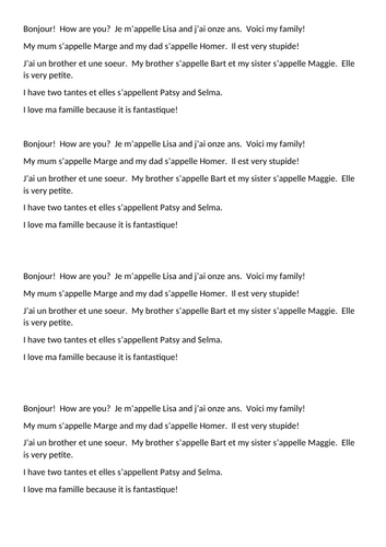 Family tangled translation - Simpsons - French | Teaching Resources