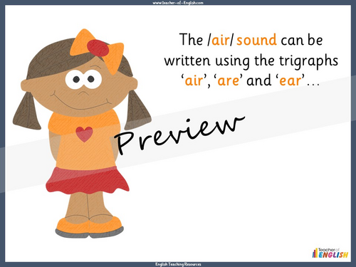 Vowel Trigraphs Making the 'air' Sound - Year 1 Spelling | Teaching ...