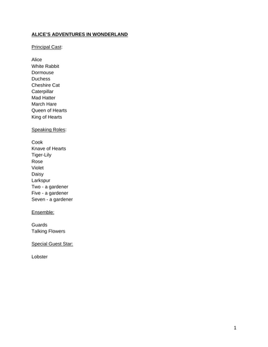 Alice's Adventure in Wonderland Script - School Play 45 mins | Teaching ...