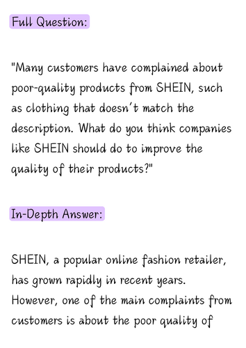 SHEIN & the Quality Dilemma: A Detailed Analysis with an Essay Prompt ...