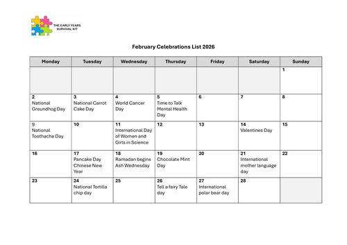 February Celebrations List | Teaching Resources