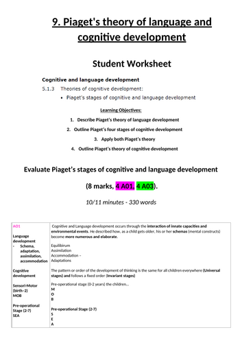 9. Piaget's theory of cognitive development | Teaching Resources