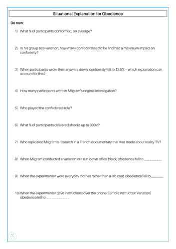 AQA Psychology - Social Influence - Obedience: Situational Explanations ...