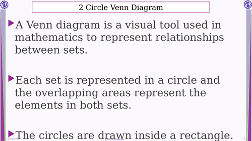 2-Circle Venn Diagram PPT: Union, Intersection & Complements Lesson ...