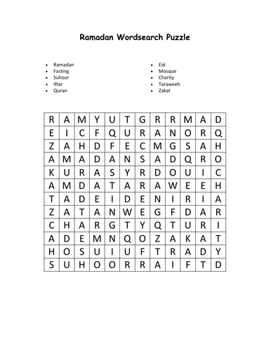 Ramadan Learning Activities Pack (Primary) – Puzzles, Crafts & Fact ...