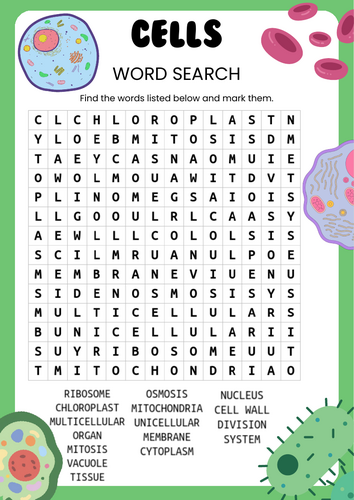 GCSE Biology – Cells | Word Search Worksheet | Teaching Resources