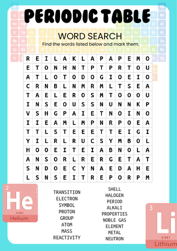 GCSE Chemistry – Periodic Table | Word Search Worksheet | Teaching ...