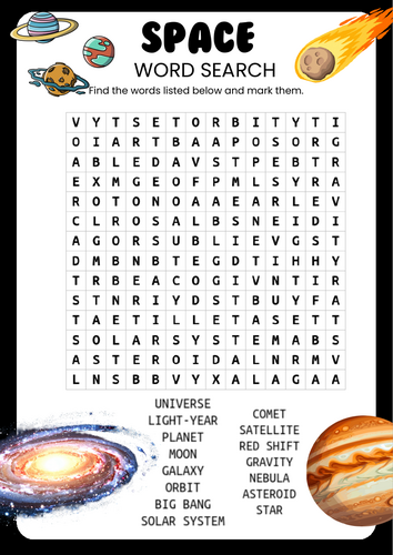 GCSE Physics – Space | Word Search Worksheet | Teaching Resources
