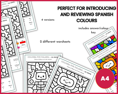 Spanish Colors / Los Colores en Español: Robot Colour by Word Worksheet ...