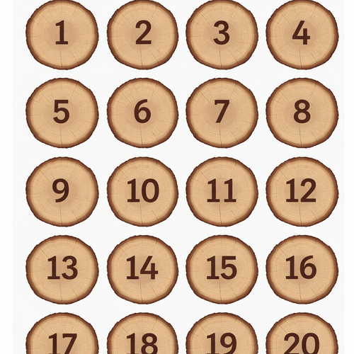 Number Cards 1-20 on wooden slices | Teaching Resources