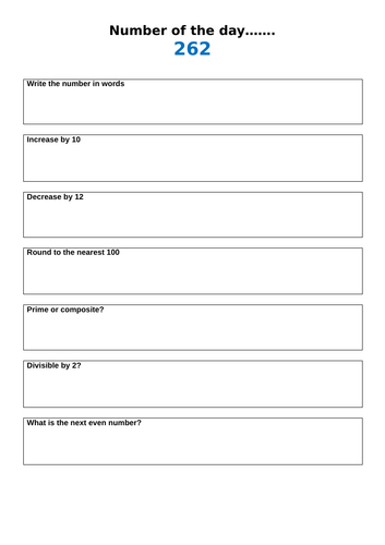 Number of the Day - Quick Maths Starters | Teaching Resources