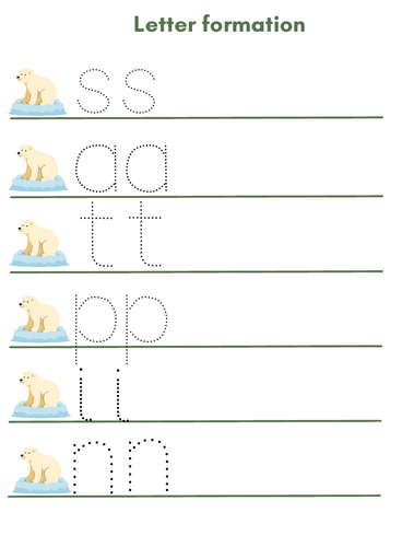 Polar Bear Letter Formation Worksheet – Early Writing Practice ...