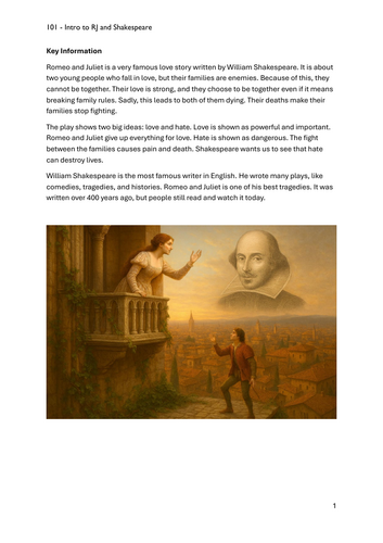 Romeo and Juliet - Introduction - Adapted worksheets | Teaching Resources