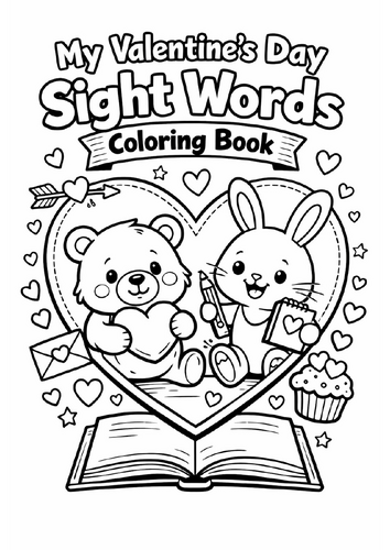 Valentine’s Day Sight Words Coloring Book | Kindergarten Reading ...