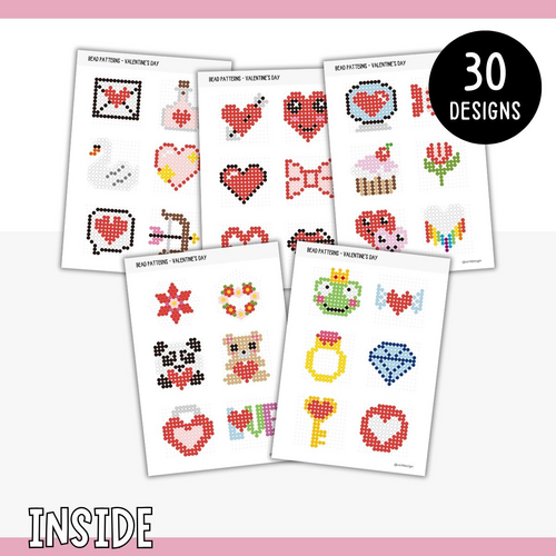 30 Valentine’s Day Pearl Bead Patterns - Printable Templates | Teaching ...