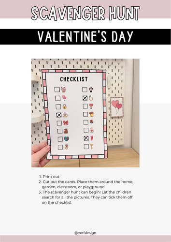 Valentine’s Day Scavenger Hunt – Printable Game for Kids | Teaching ...