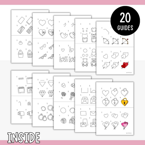 Valentine’s Drawing Guide - 20 Step-by-Step Pictures | Teaching Resources