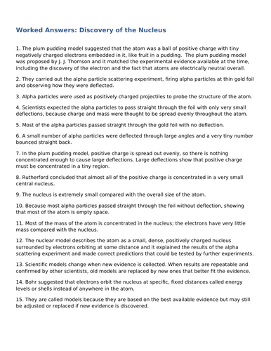 NEW AQA GCSE Physics (2016) - Discovery of the Nucleus Homework ...