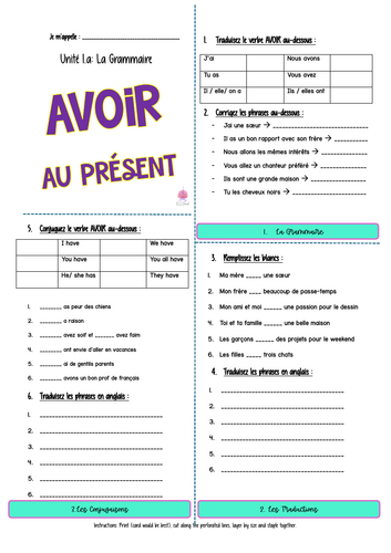 French Grammar Flipbooks: Irregular Verbs (avoir • être • aller • faire ...