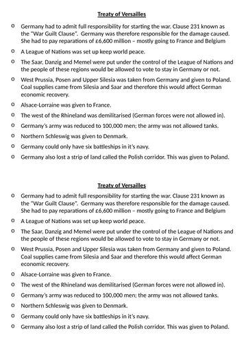 KS3 Treaty of Versailles | Teaching Resources