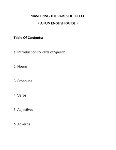 Mastering the Parts of Speech (A Fun English Guide for Young Learners ...