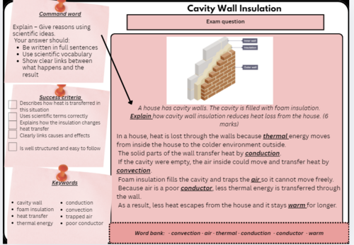 KS3 Physics – Heating & Cooling – Insulation 6-Mark Questions (Loft ...