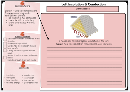 KS3 Physics – Heating & Cooling – Insulation 6-Mark Questions (Loft ...