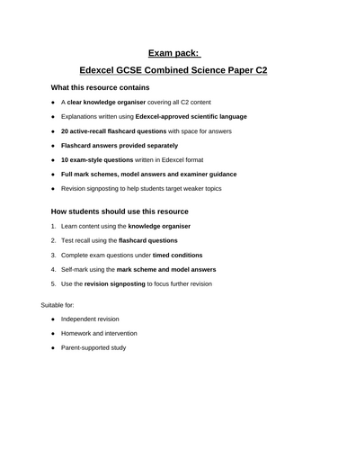 Edexcel GCSE Combined Science Full Exam pack for all papers | Teaching ...