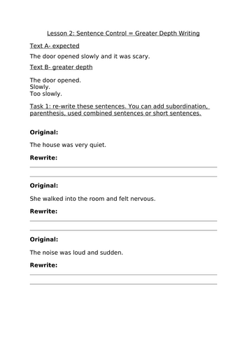 Greater Depth Writing Slides and Worksheets- Years 4-6 | Teaching Resources