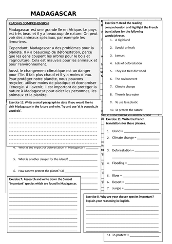 2026 French AQA Module 6.1 - Notre monde est beau | Teaching Resources