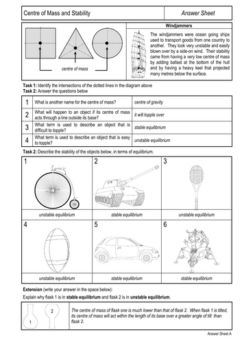 Centre of Mass and Stability | Teaching Resources