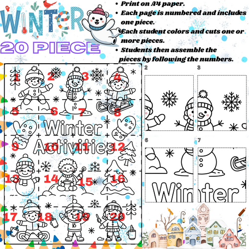 Winter Seasonal Activities – Collaborative Classroom Poster (20-Piece ...