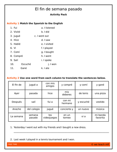 New GCSE - El Fin de Semana Pasado Complete Lesson Pack | Teaching ...